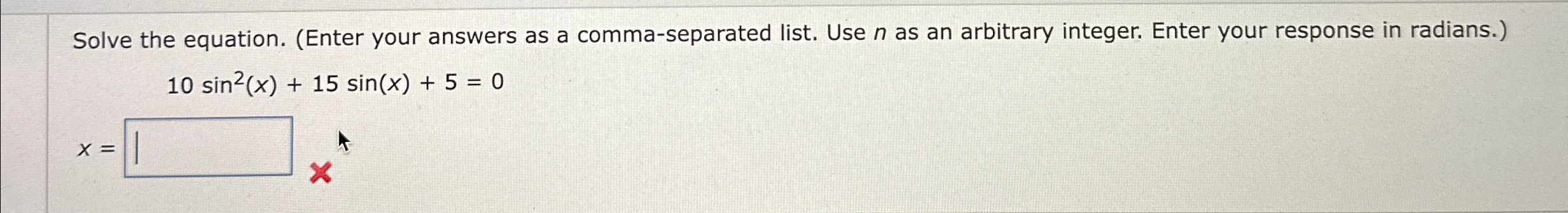 Solved Solve the equation. (Enter your answers as a | Chegg.com