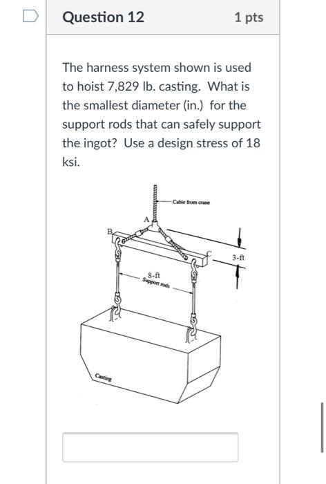 Solved The harness system shown is used to hoist 7,829 lb. | Chegg.com