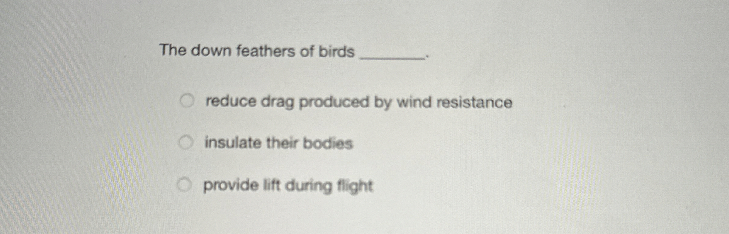 Solved The down feathers of birds reduce drag produced by | Chegg.com