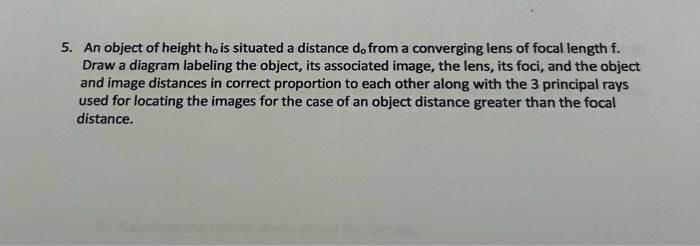 Solved 5. An object of height h0 is situated a distance d0 | Chegg.com