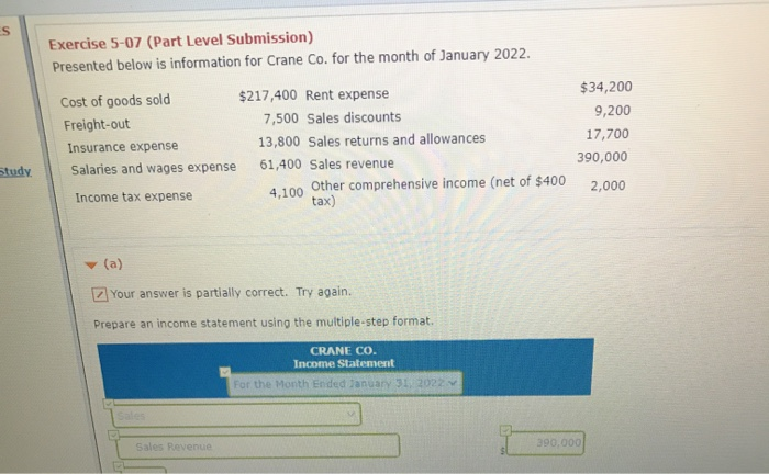 Solved S Exercise 5-07 (Part Level Submission) Presented | Chegg.com