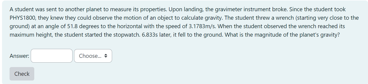 Solved A student was sent to another planet to measure its | Chegg.com