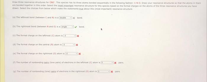 Solved Draw three resonance structures for CNO. This species | Chegg.com