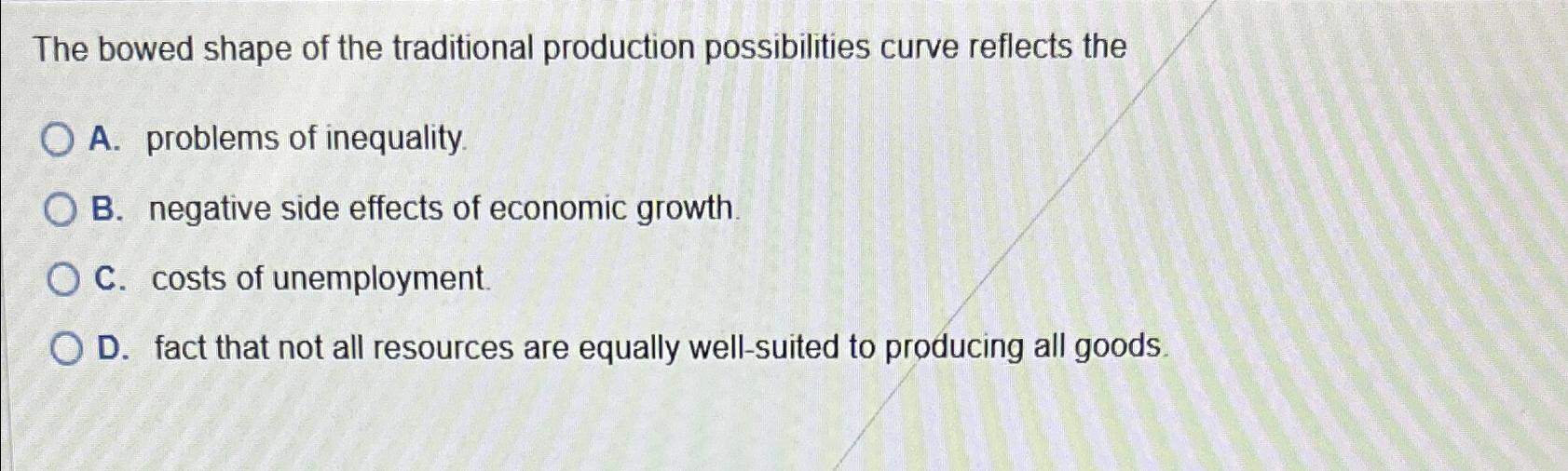 Solved The bowed shape of the traditional production | Chegg.com