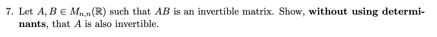 Solved Let A,BinMn,n(R) ﻿such that AB ﻿is an invertible | Chegg.com