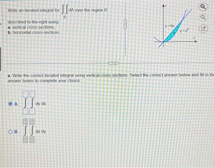 Solved Write an iterated integral for ∬RdA over the region R | Chegg.com