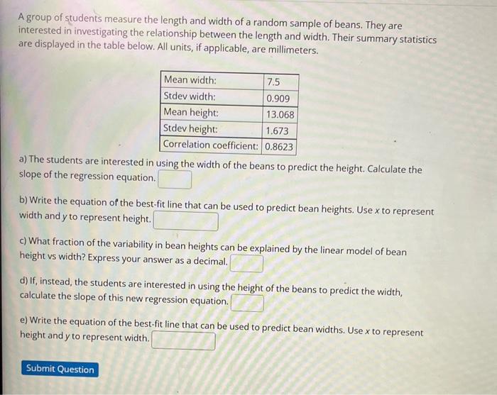 Solved A group of students measure the length and width of a | Chegg.com