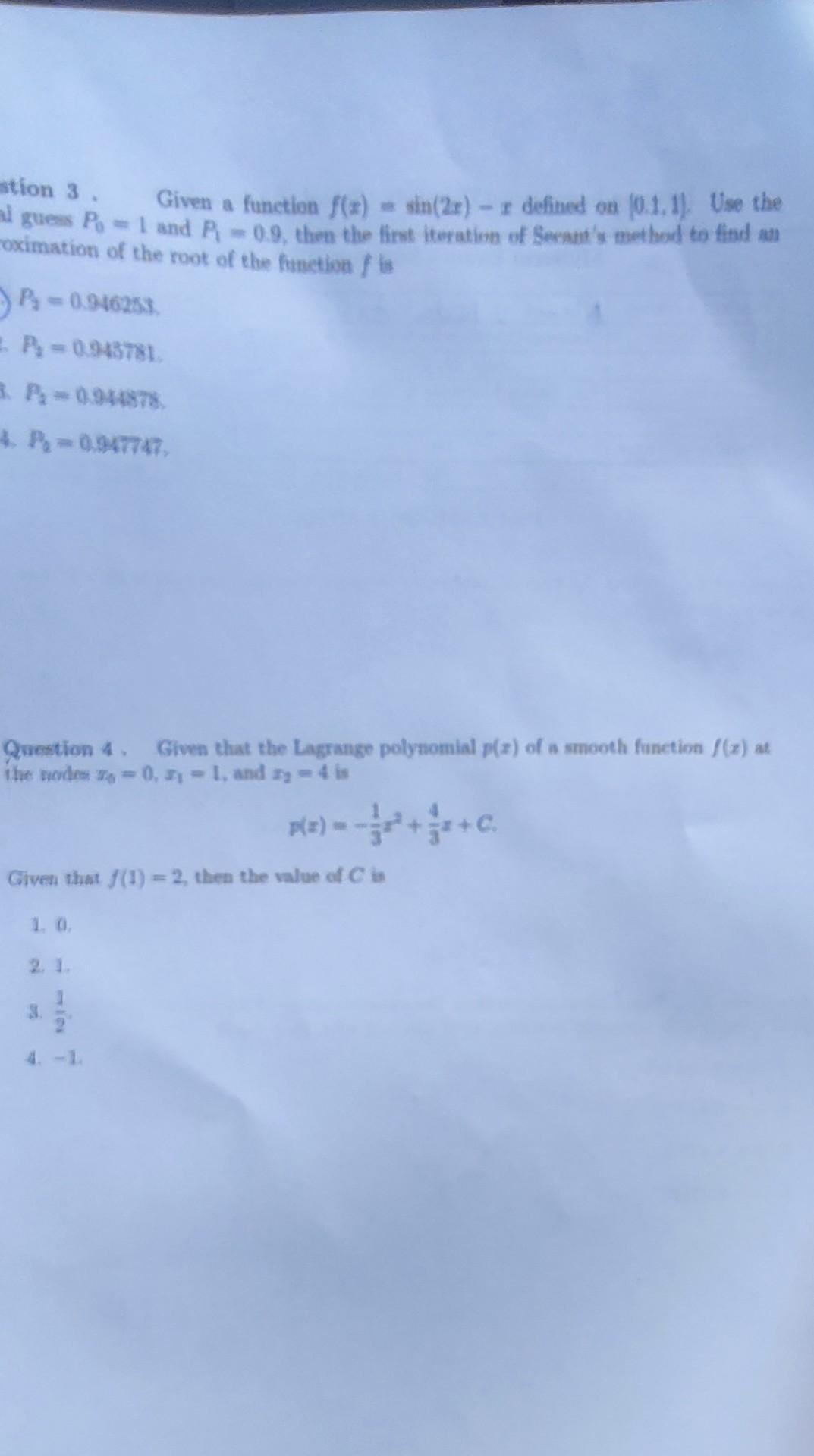 stion 3. Given a function f(x)=sin(2x)−x defined on | Chegg.com