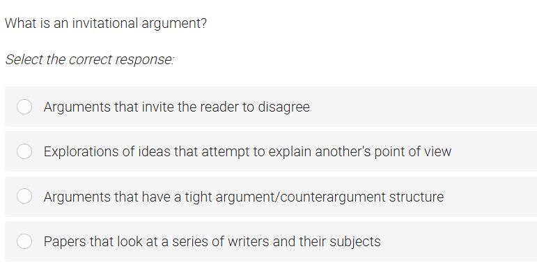 Solved What is an invitational argument?Select the correct | Chegg.com