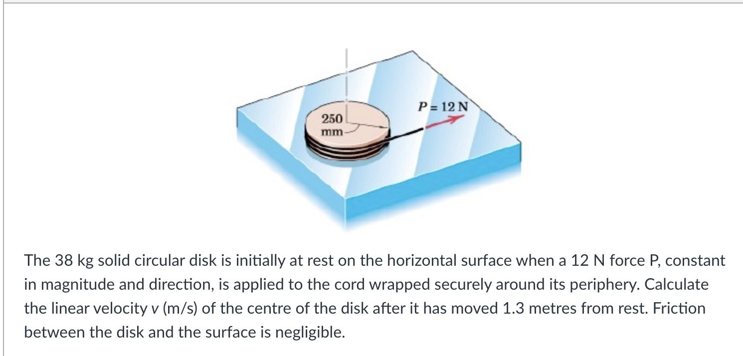 Solved The 38 ﻿kg solid circular disk is initially at rest | Chegg.com