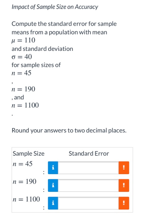 Solved Impact of Sample Size on Accuracy Compute the | Chegg.com