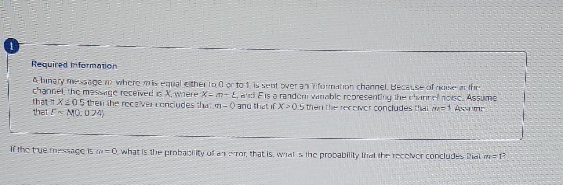 Solved Required information A binary message m, where m is | Chegg.com