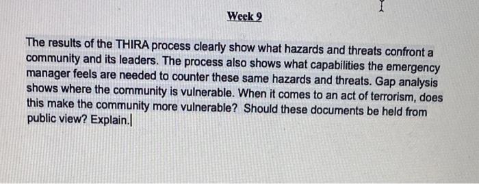 Solved The results of the THIRA process clearly show what | Chegg.com