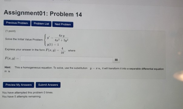 Solved Assignment01: Problem 13 Previous Problem Problem | Chegg.com