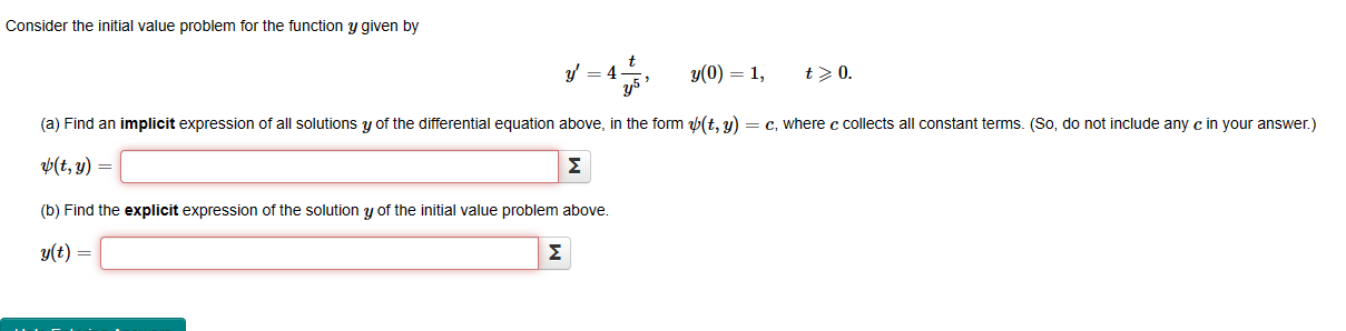 Solved Consider the initial value problem for the function y | Chegg.com