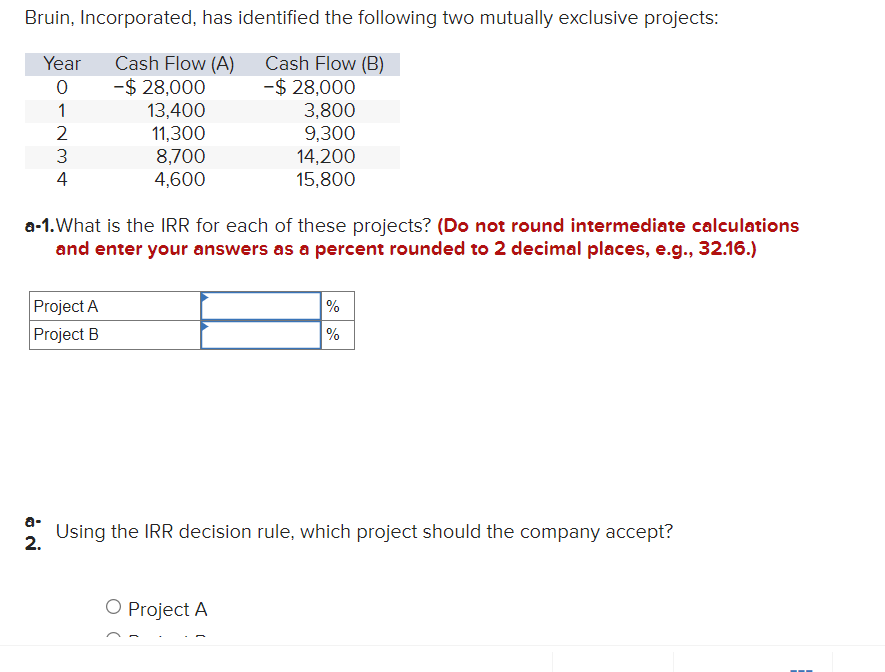 Solved Bruin, Incorporated, has identified the following two | Chegg.com