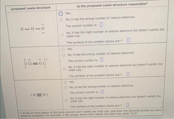 Solved proposed Lewis structure Is the proposed Lewis | Chegg.com
