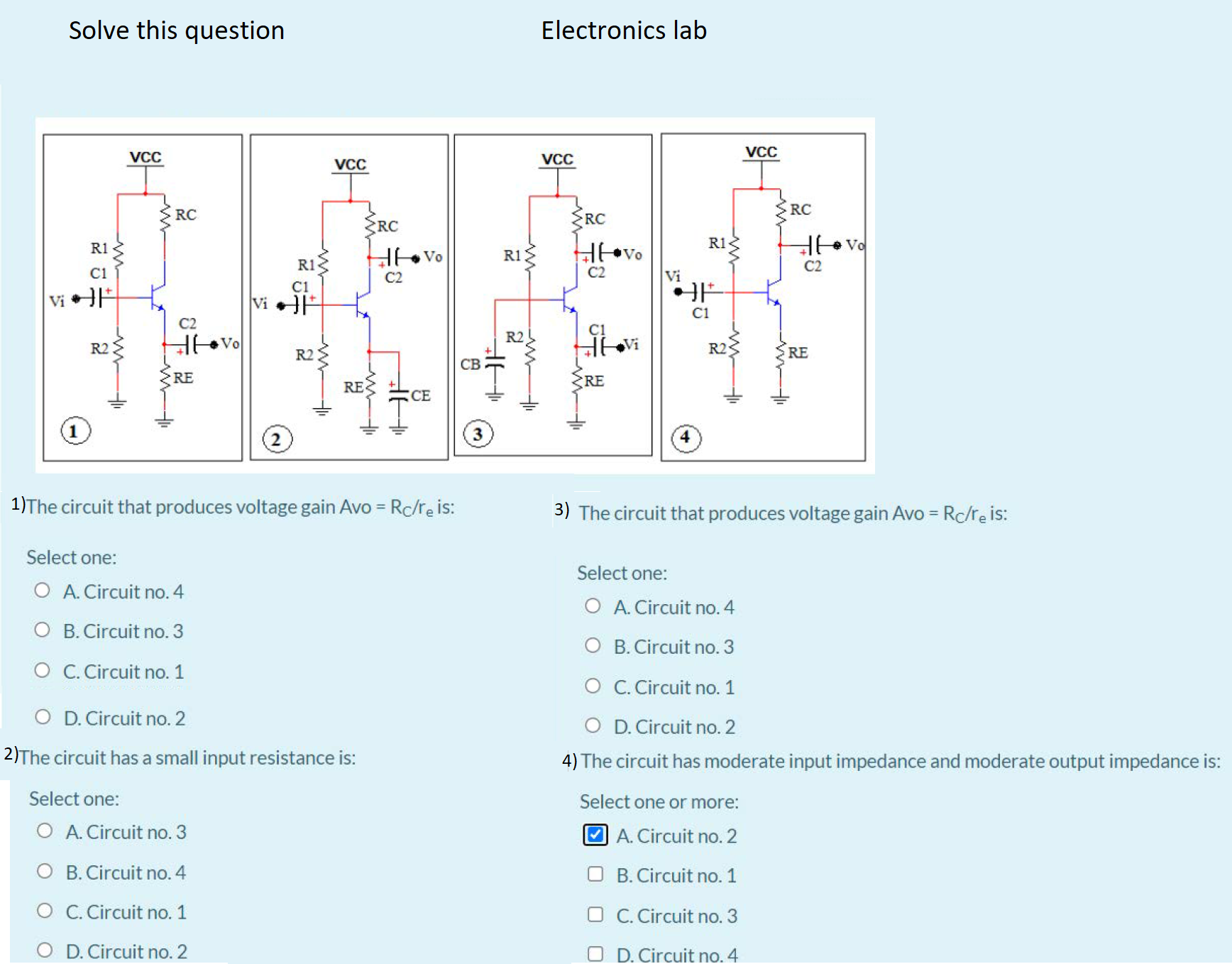 Solved Solve this question Electronics lab VCC VCC VCC VCC | Chegg.com