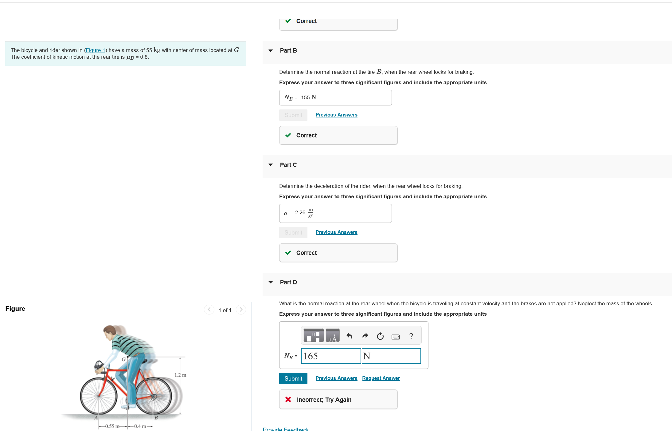 Solved The bicycle and rider shown in (Figure 1) ﻿have a | Chegg.com