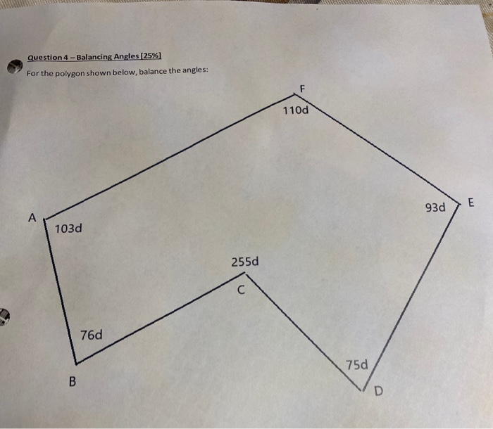 Solved Question 4 Balancing Angles 25 For The Polygon Chegg