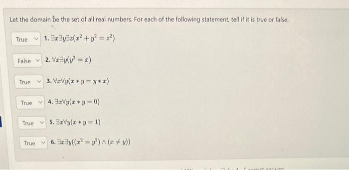 Solved Let the domain be the set of all real numbers. For | Chegg.com