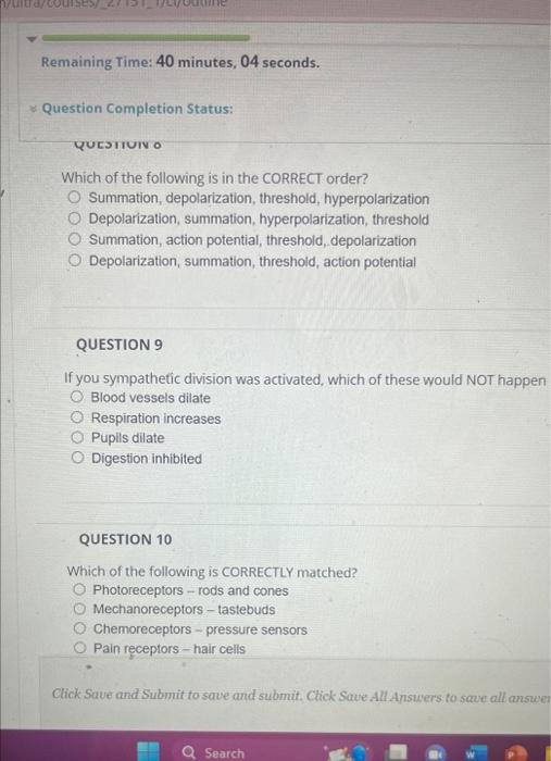 Solved Which of the following is in the CORRECT order? | Chegg.com