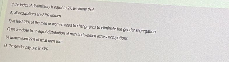 Solved If the index of dissimilarity is equal to 27, ﻿we | Chegg.com