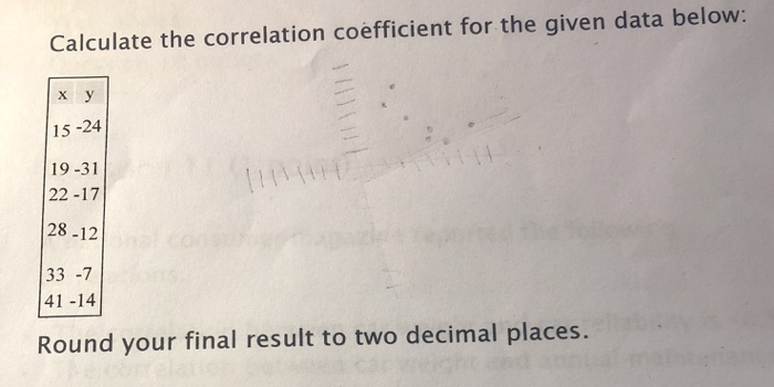 Solved Calculate the correlation coefficient for the given | Chegg.com