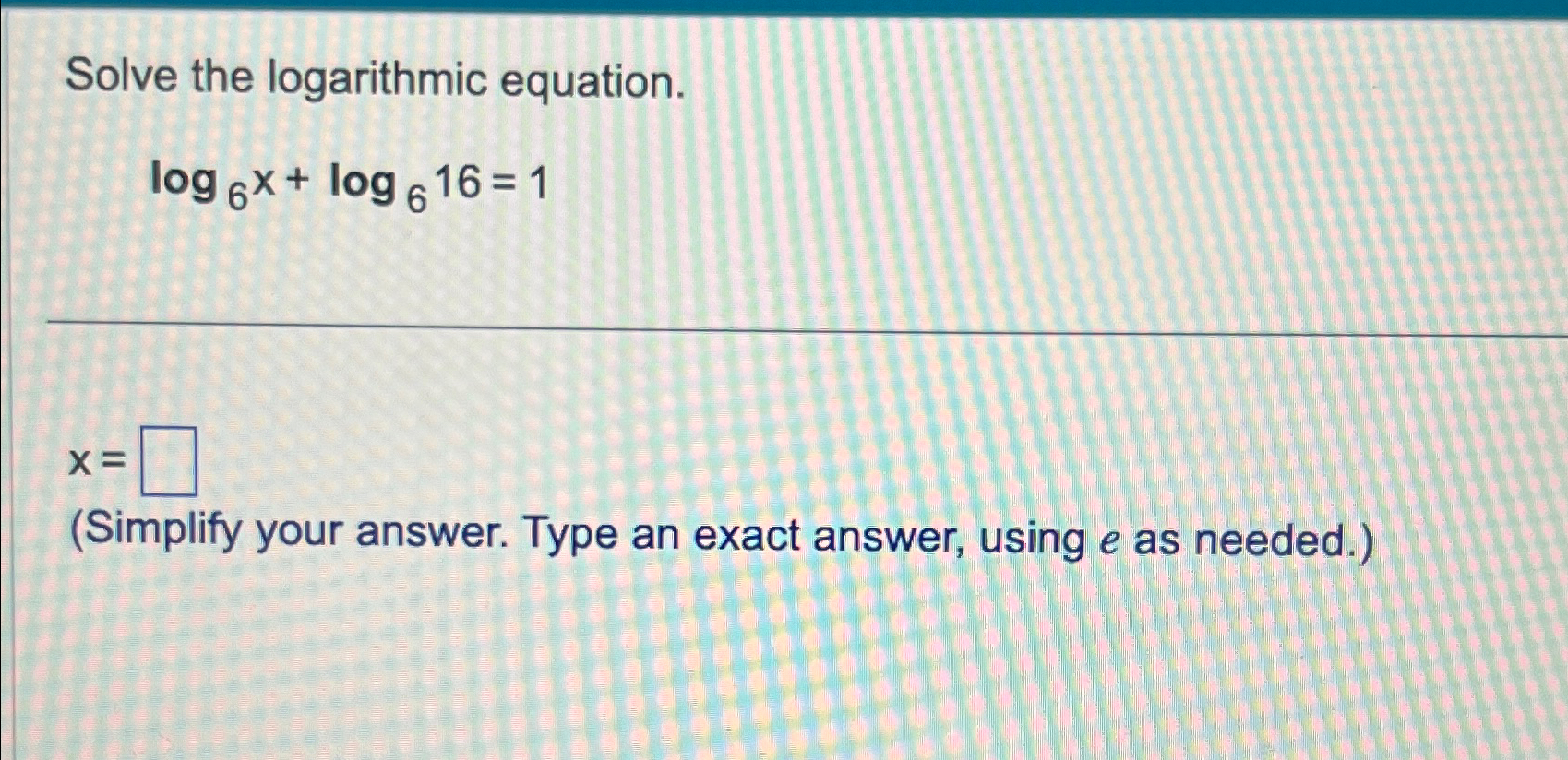 Solved Solve the logarithmic | Chegg.com