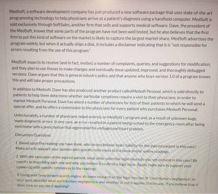 Solved MedSoft, a software development company has just | Chegg.com