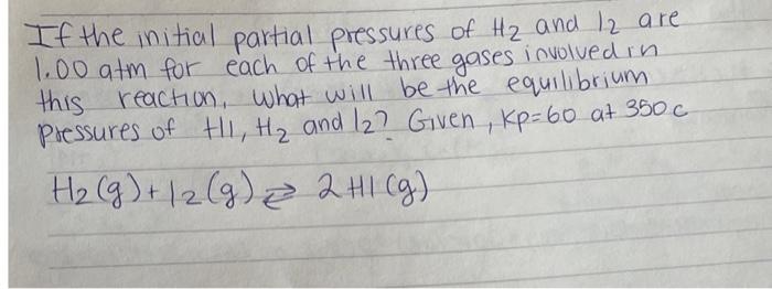 Solved If the initial partial pressures of H2 and 12 are | Chegg.com