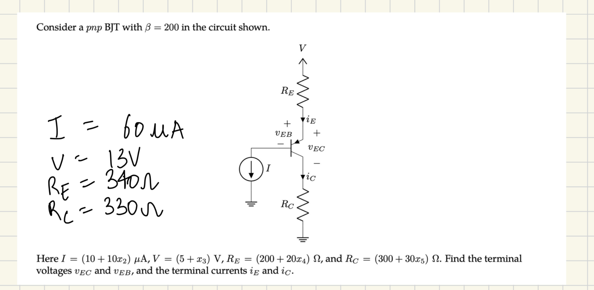 Solved Consider a pnp ﻿BJT with β=200 ﻿in the circuit | Chegg.com