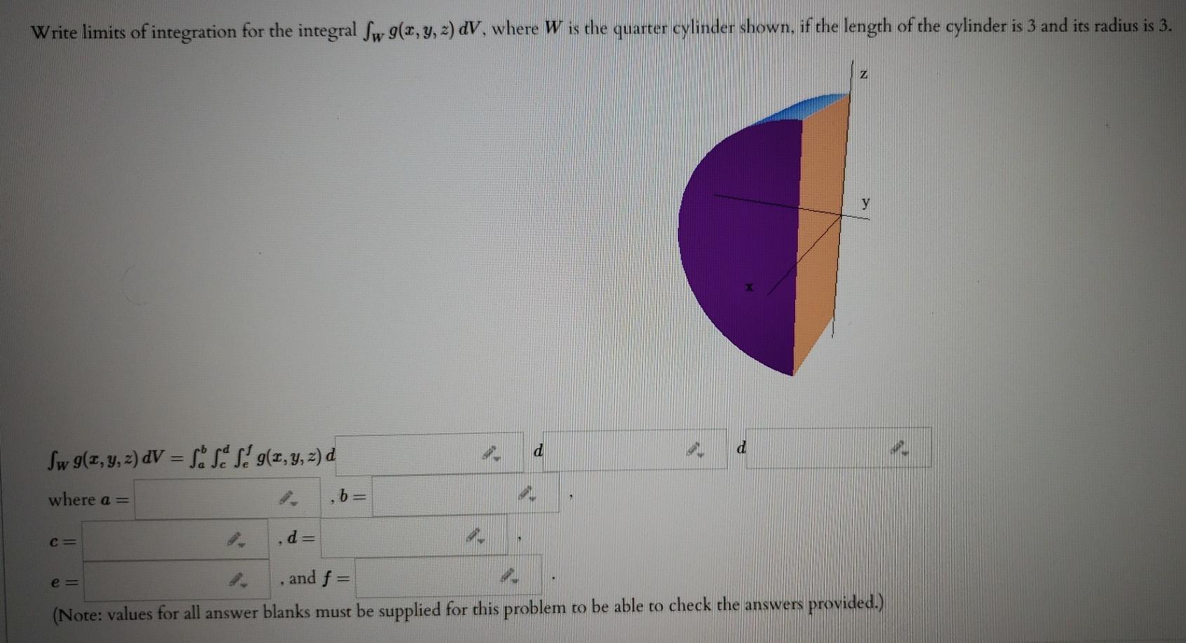 Solved Write limits of integration for the integral Sw g(x, | Chegg.com