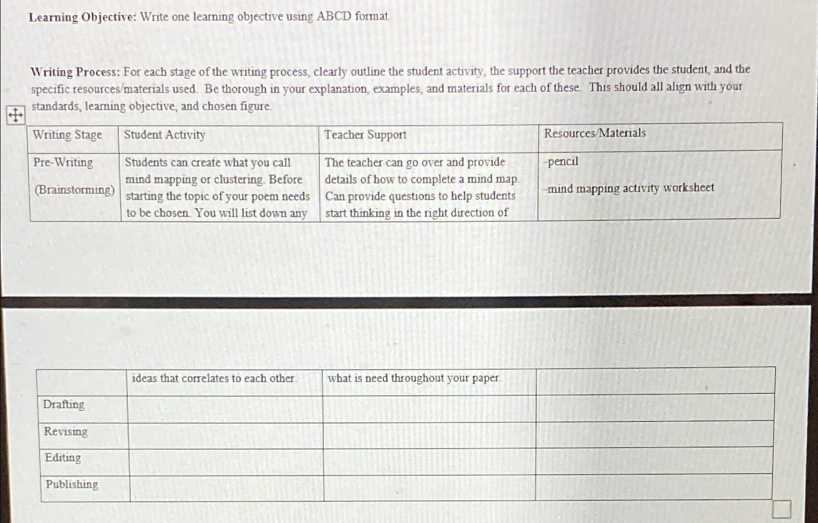 Learning Objective: Write one learning objective | Chegg.com
