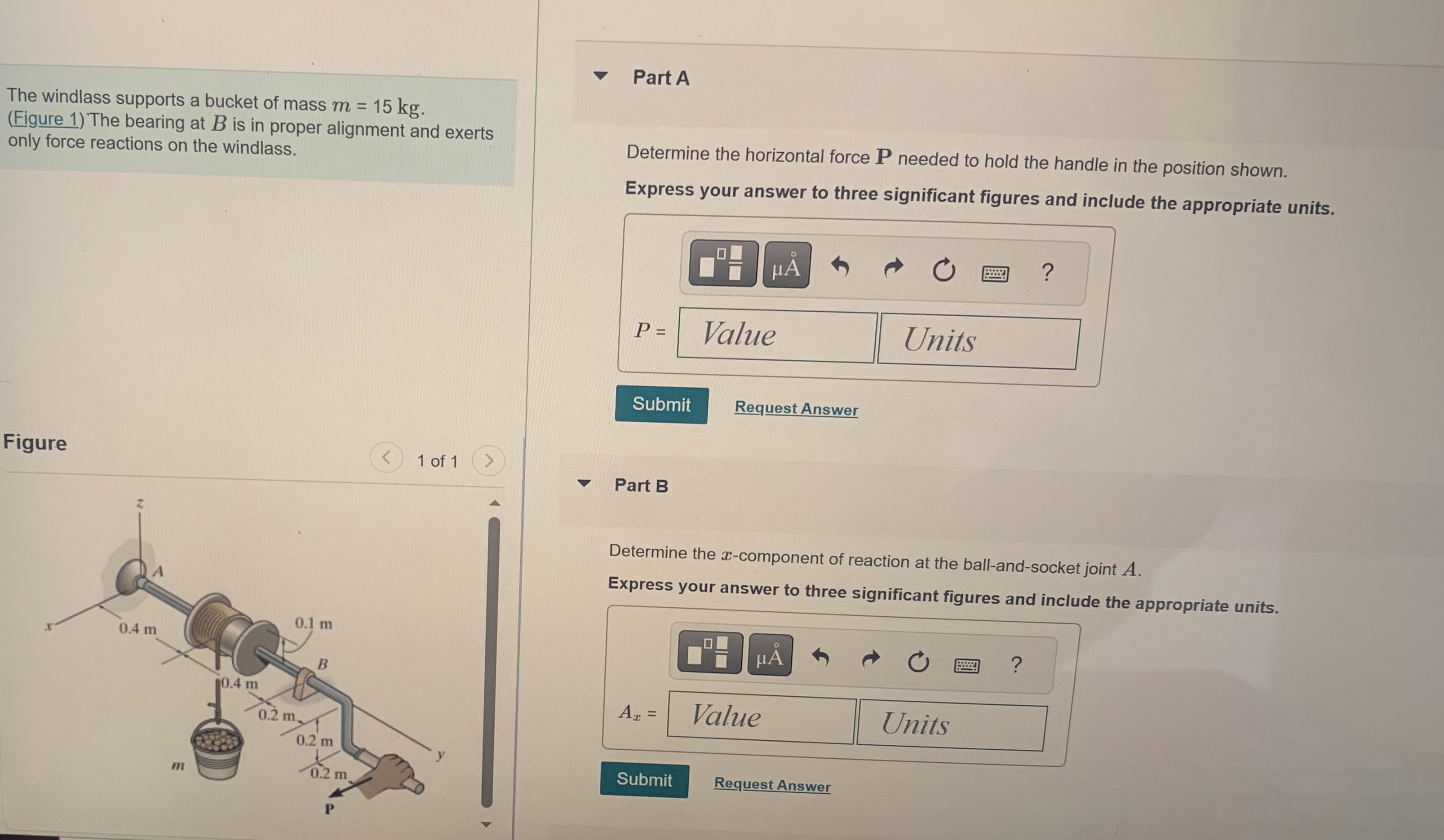 Solved The windlass supports a bucket of mass | Chegg.com