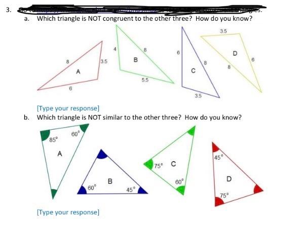 Solved Which triangle is NOT congruent to the other three? | Chegg.com