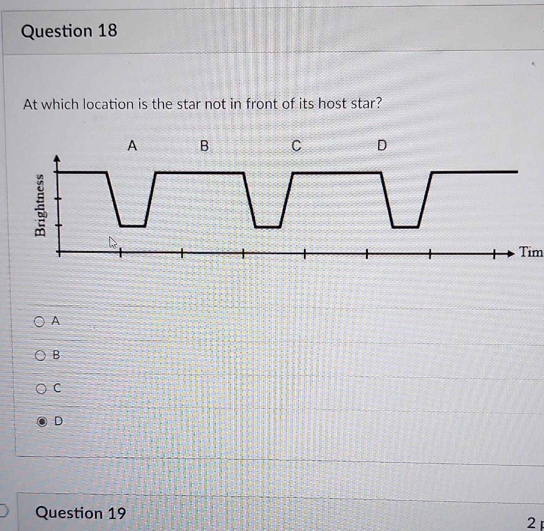 Solved At which location is the star not in front of its | Chegg.com