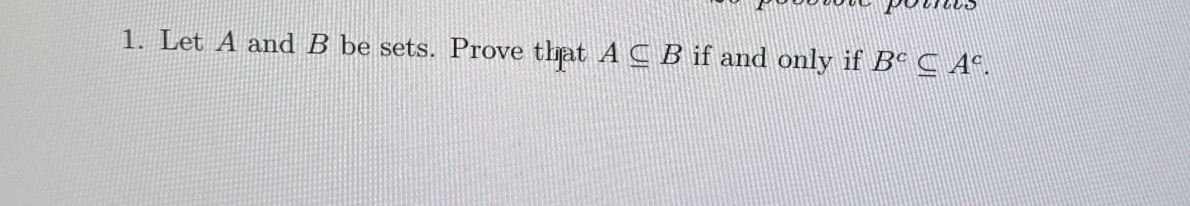 Solved Let A and B ﻿be sets. Prove thjat AsubeB if and only | Chegg.com