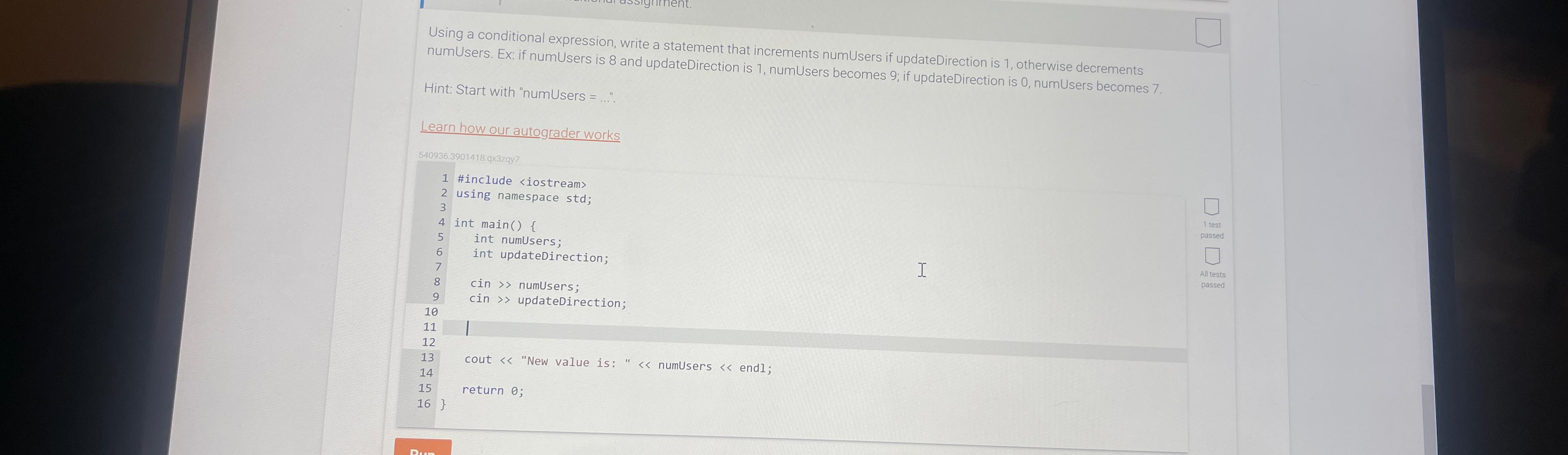 Solved Using a conditional expression, write a statement | Chegg.com