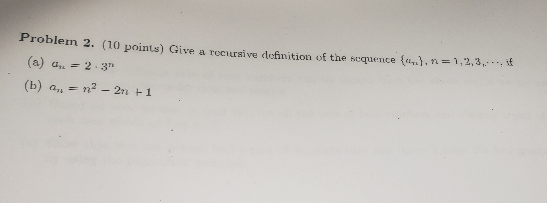 Solved Problem 2. (10 ﻿points) ﻿Give a recursive definition | Chegg.com