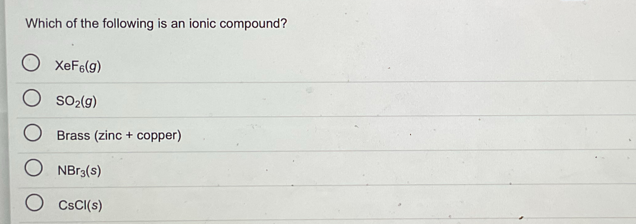 Solved Which of the following is an ionic | Chegg.com