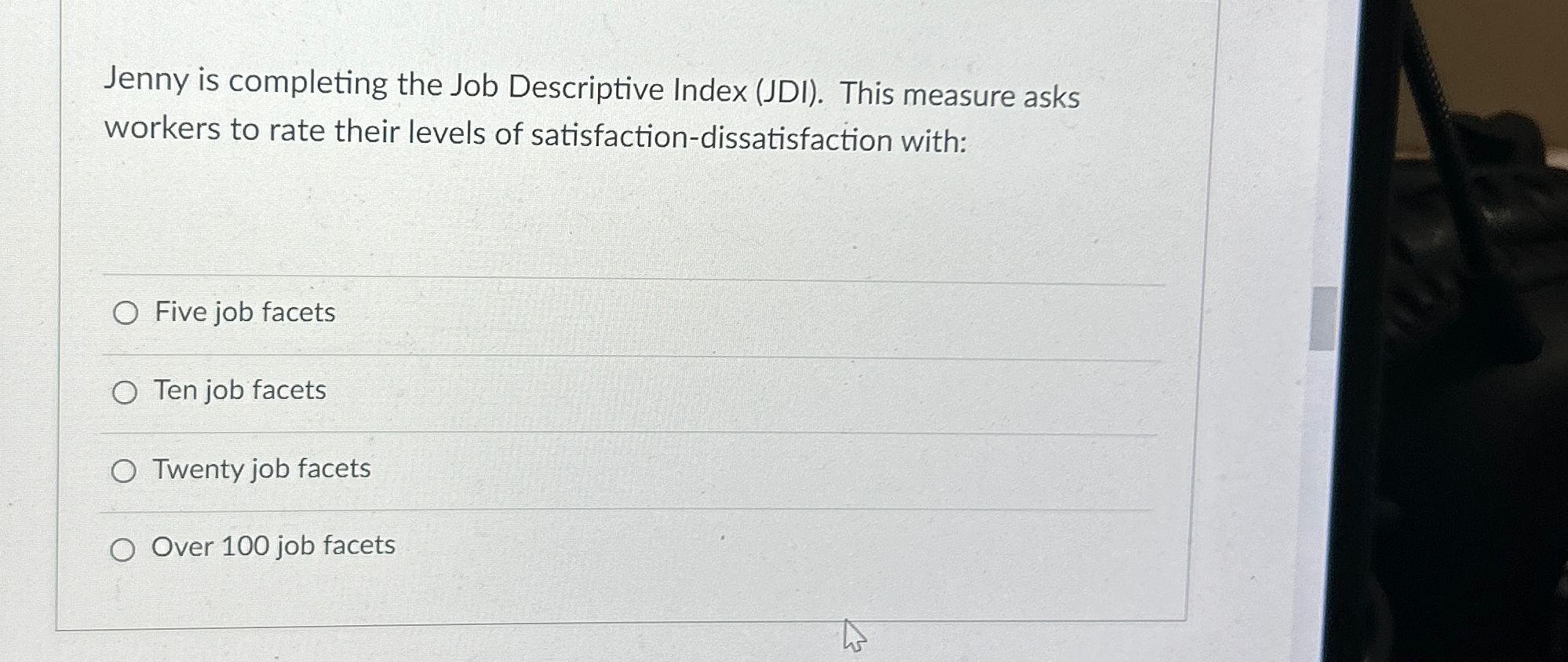 Solved Jenny is completing the Job Descriptive Index (JDI). | Chegg.com
