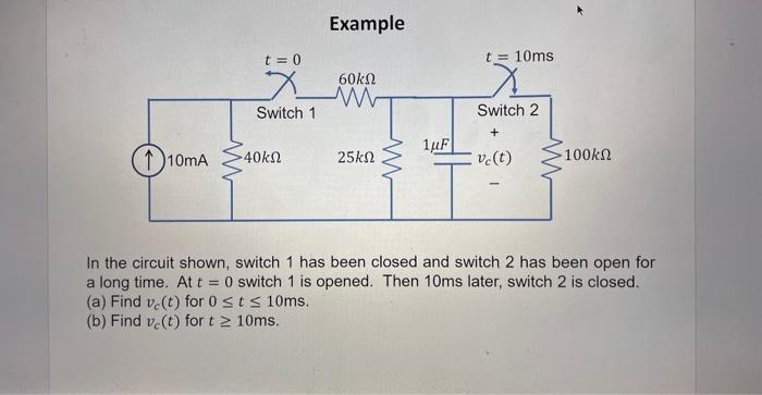 Solved Example In the circuit shown, switch 1 has been | Chegg.com