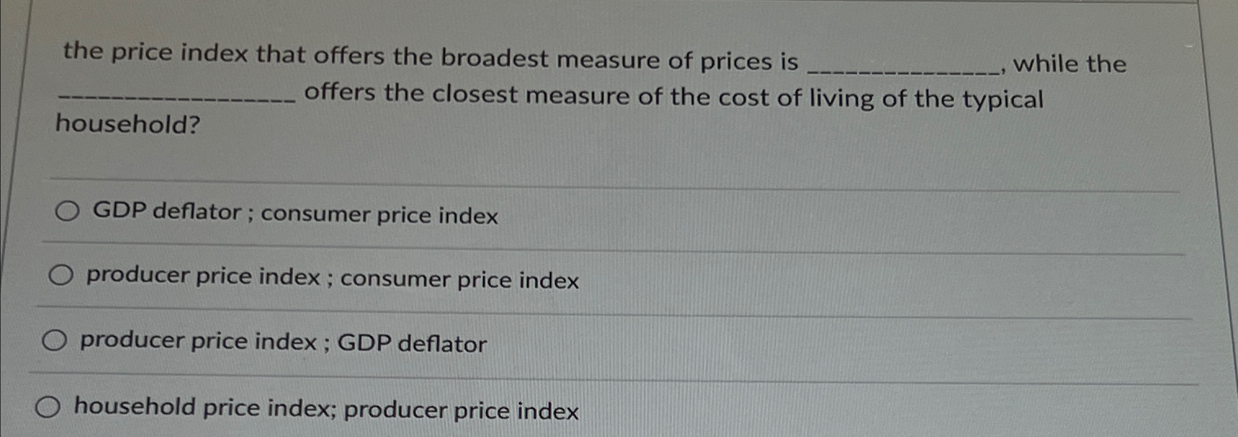 Solved the price index that offers the broadest measure of | Chegg.com