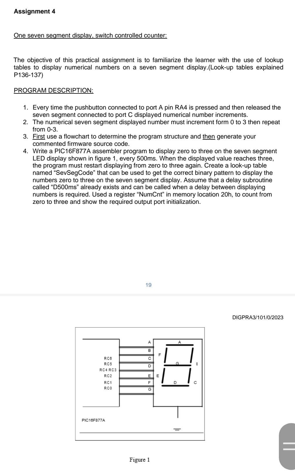 Solved One seven segment display, switch controlled counter: | Chegg.com