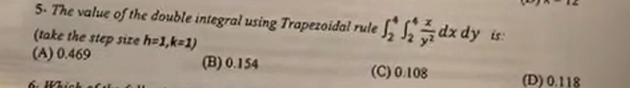 Solved The value of the double integral using Trapezoidal | Chegg.com