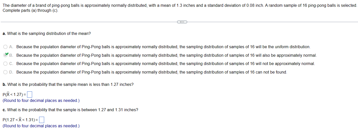 Solved The diameter of a brand of ping-pong balls is | Chegg.com