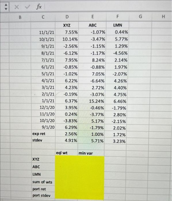 1 Use the data for XYZ,ABC, and LMN below to | Chegg.com