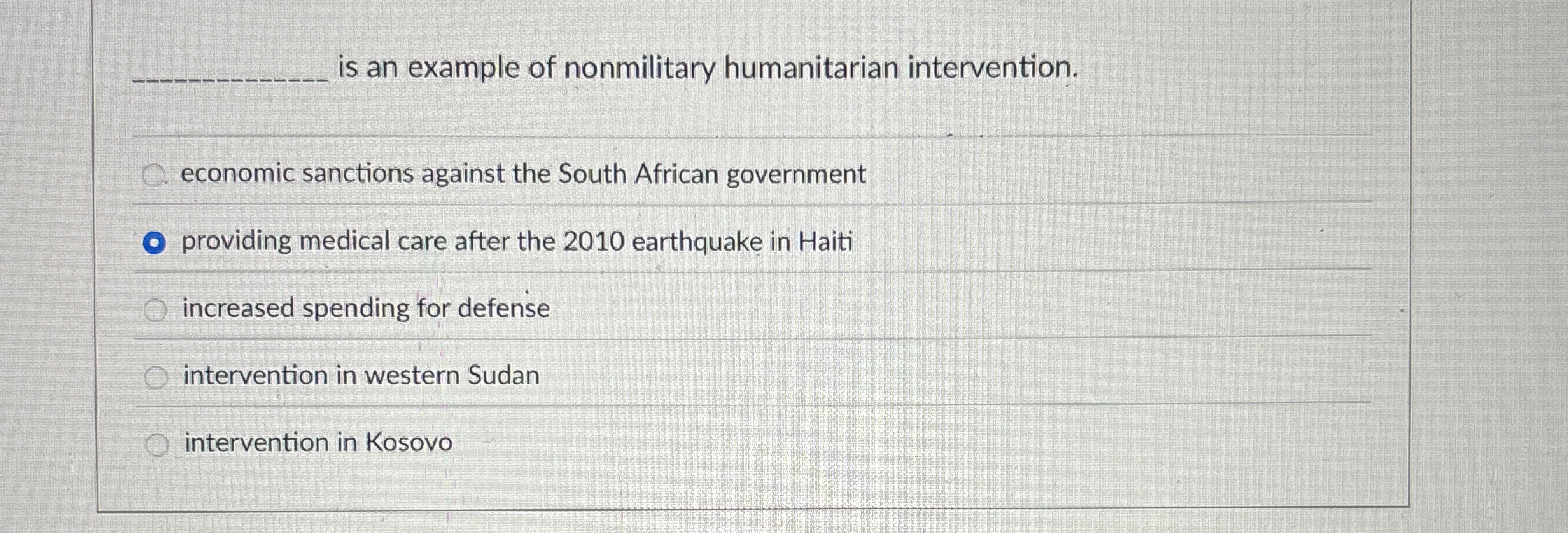 High Quality SOLUTION ﻿is an example of nonmilitary humanitarian ...