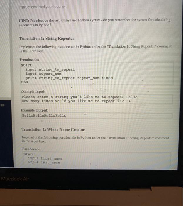 Solved ructions for your foochon Instructions In this | Chegg.com